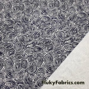 Dark Navy and White Abstract Fingerprints Print Nylon Spandex Fabric ...