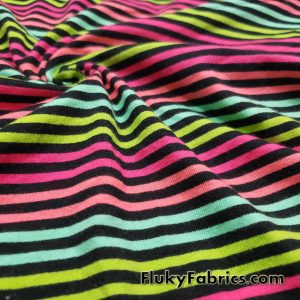 Colorful Mini Stripes Print Lightweight Cotton Spandex Fabric - Fluky ...