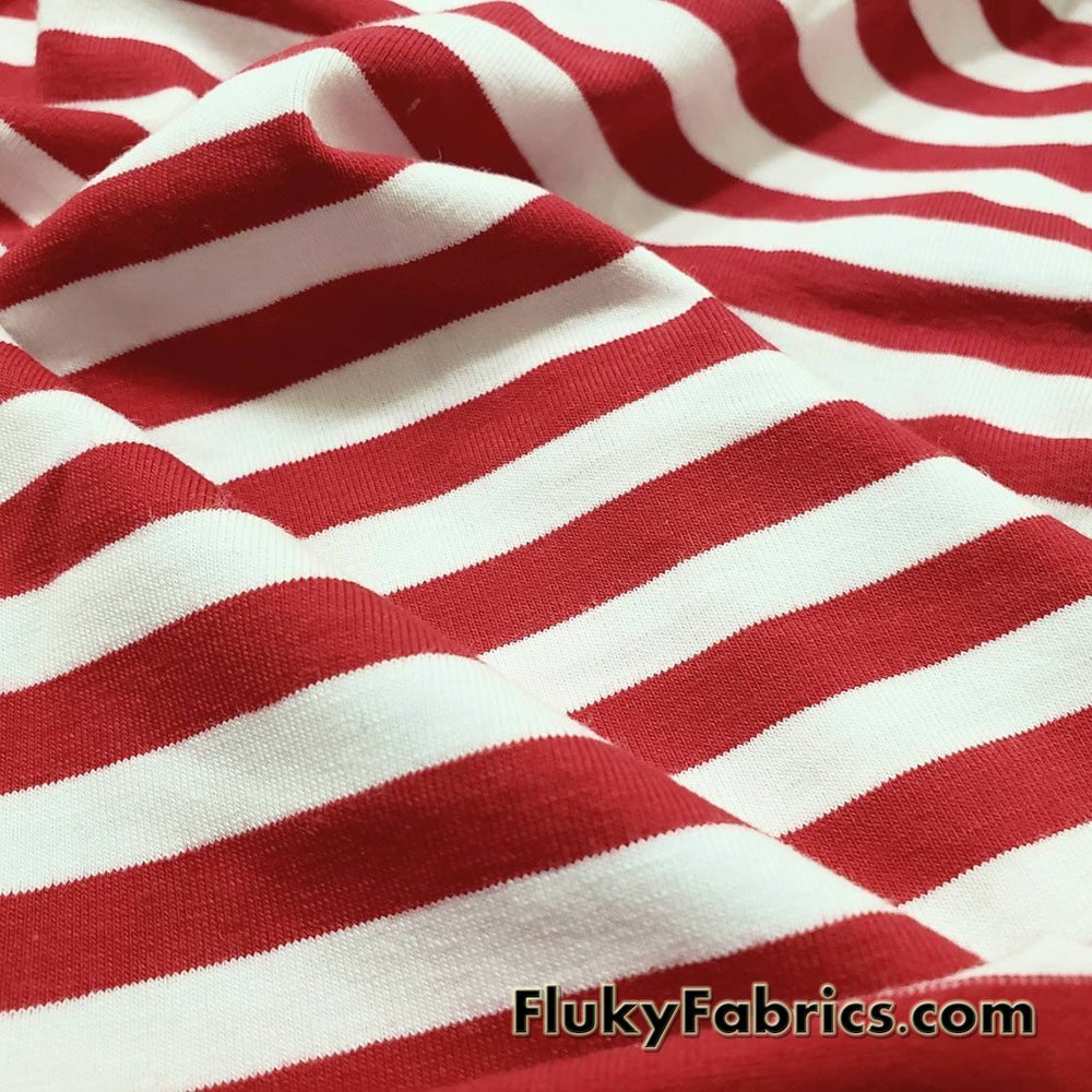 Red and white knit fabric store