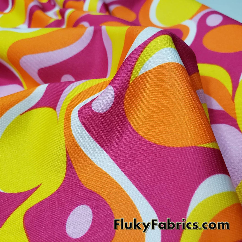 Psychedelic Candy Print Poly Spandex Fabric by the Yard - Fluky Fabrics ...