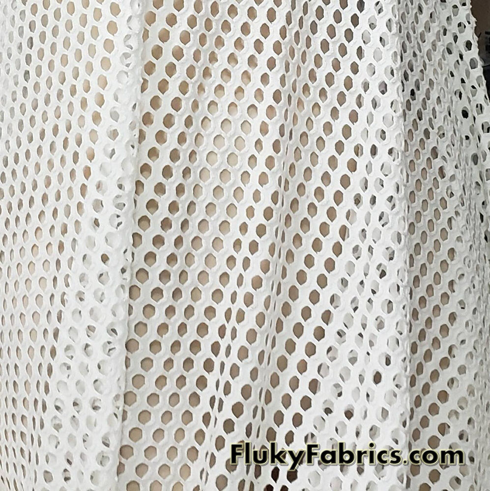 Light Ivory Stretch Fishnet Poly Span Fabric - Fluky Fabrics Online Shop