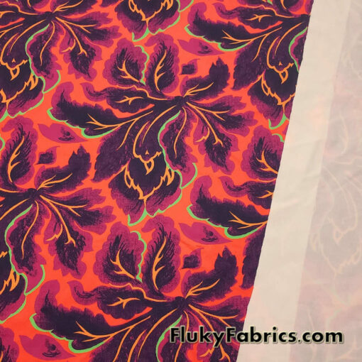 Abstract Foliage in Orange Print Swimsuit Swimwear Bikini Fabric ...