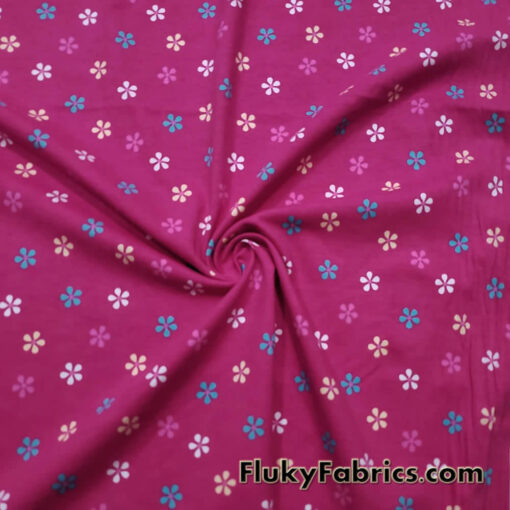 Cute Little Flowers Print Cotton Jersey Spandex Knit Fabric - Fluky ...