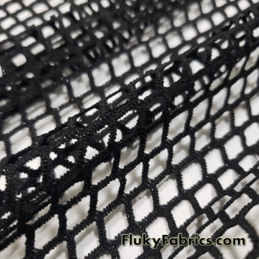 Black Fishnet Mesh Fabric with Silver Lurex Speckles - Fluky Fabrics ...