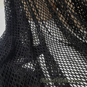 Black Fishnet Mesh Fabric with Silver Lurex Speckles - Fluky Fabrics ...