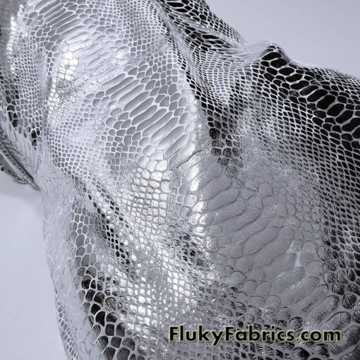 Silver on White Exotic Dragon Scales Metallic Foil on Crushed Ice ...