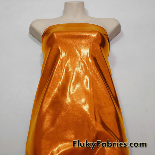 Orange Shiny Mystique 4-Way Stretch Spandex Fabric - Fluky Fabrics ...