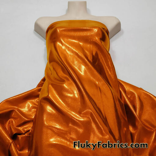 Orange Shiny Mystique 4-Way Stretch Spandex Fabric - Fluky Fabrics ...