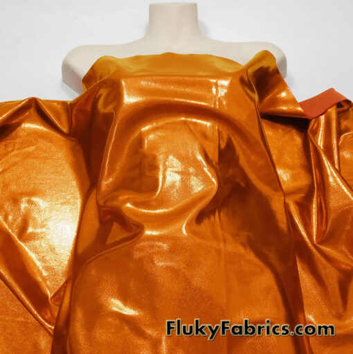 Orange Shiny Mystique 4-Way Stretch Spandex Fabric - Fluky Fabrics ...