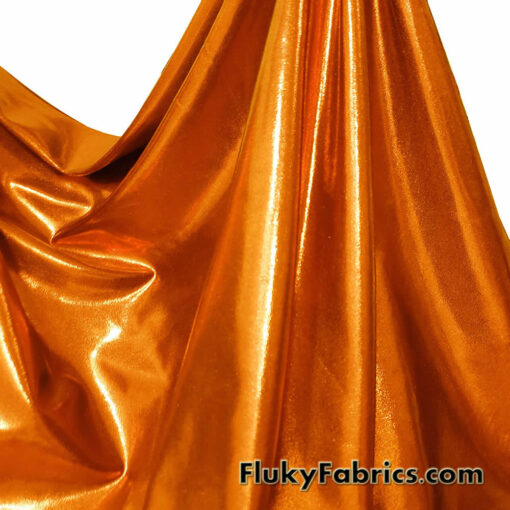 Orange Shiny Mystique 4-Way Stretch Spandex Fabric - Fluky Fabrics ...